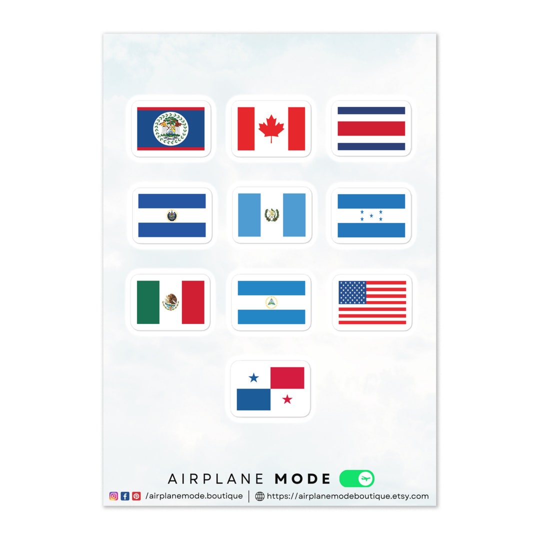 North & Central America Flag Stickers | Travel Journal Decals - Etsy