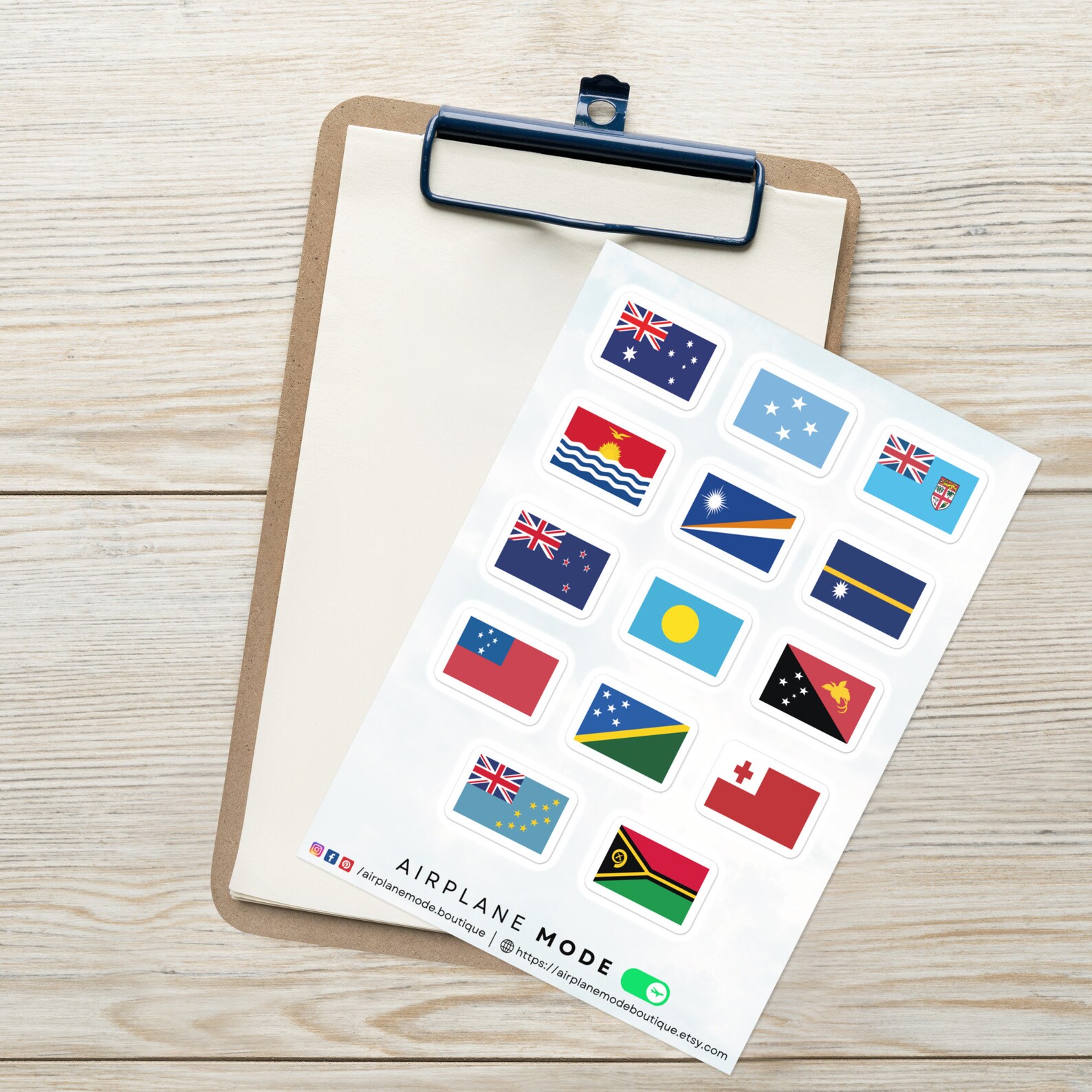 Kiss-cut Sticker Sheet of the Flags of the Countries of Oceania ...