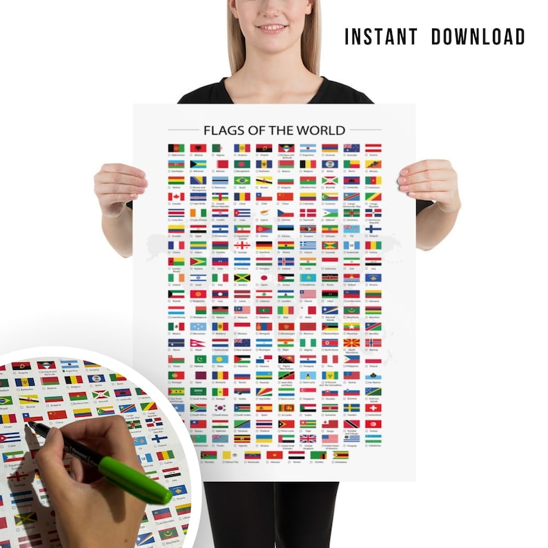 Flags of the World Poster to Mark the Places You Visited | Countries ...