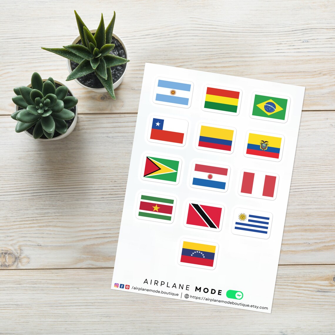 Kiss-cut Sticker Sheet of the Flags of South American Countries ...