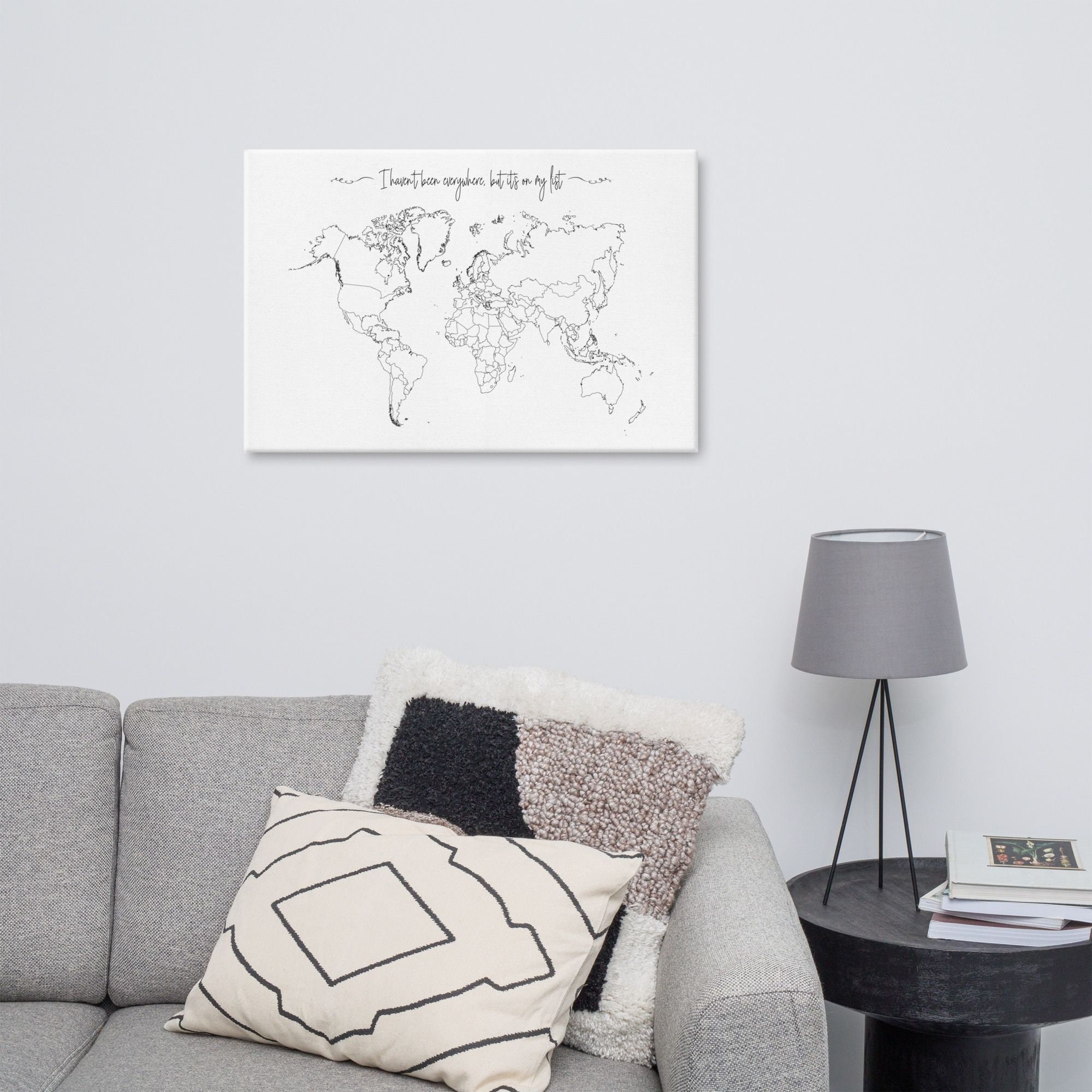 Travel World Map Canvas to Color In/pin | Canvas Poster | Map of the ...