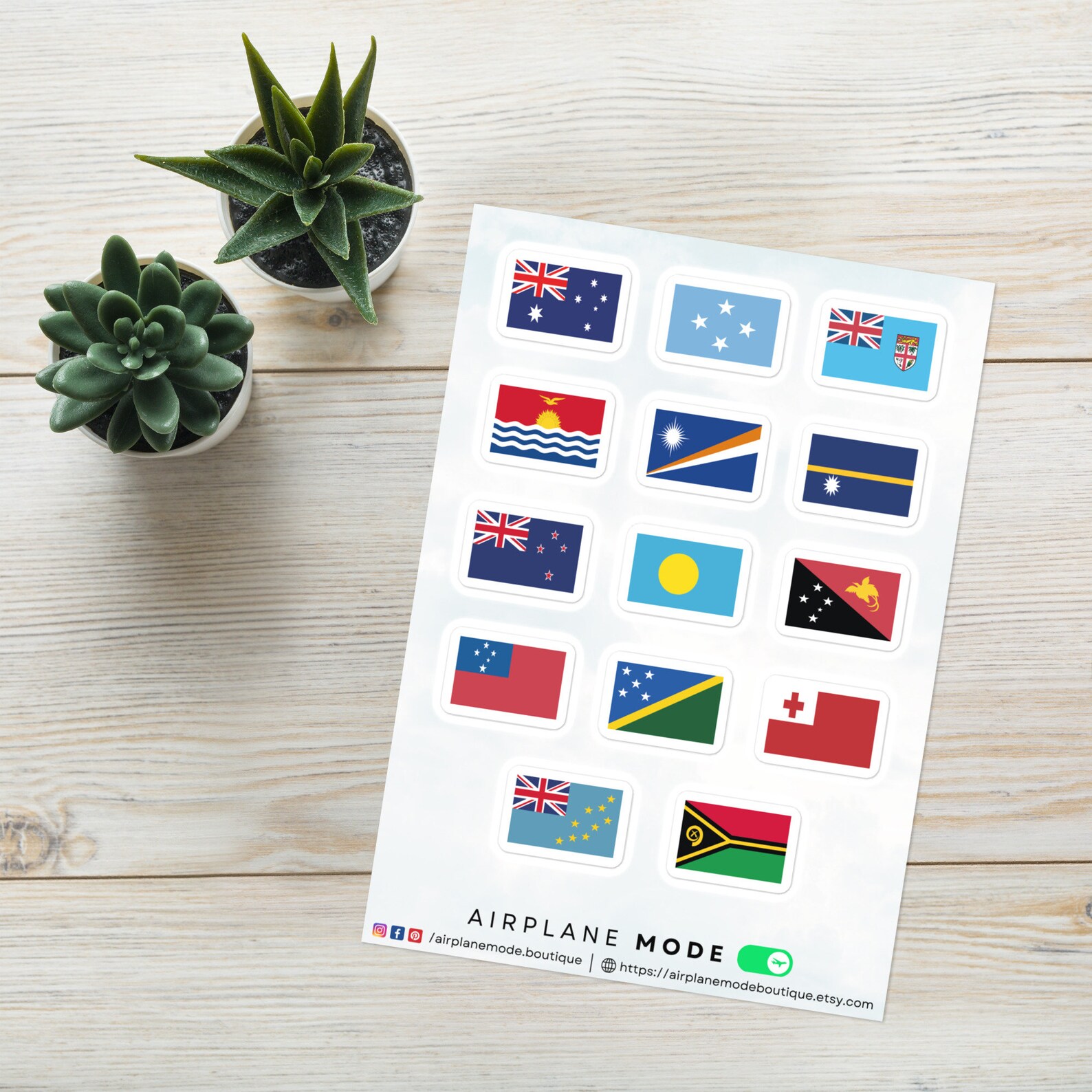 Kiss-cut Sticker Sheet of the Flags of the Countries of Oceania ...