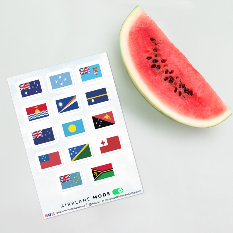 Kiss-cut Sticker Sheet of the Flags of the Countries of Oceania ...