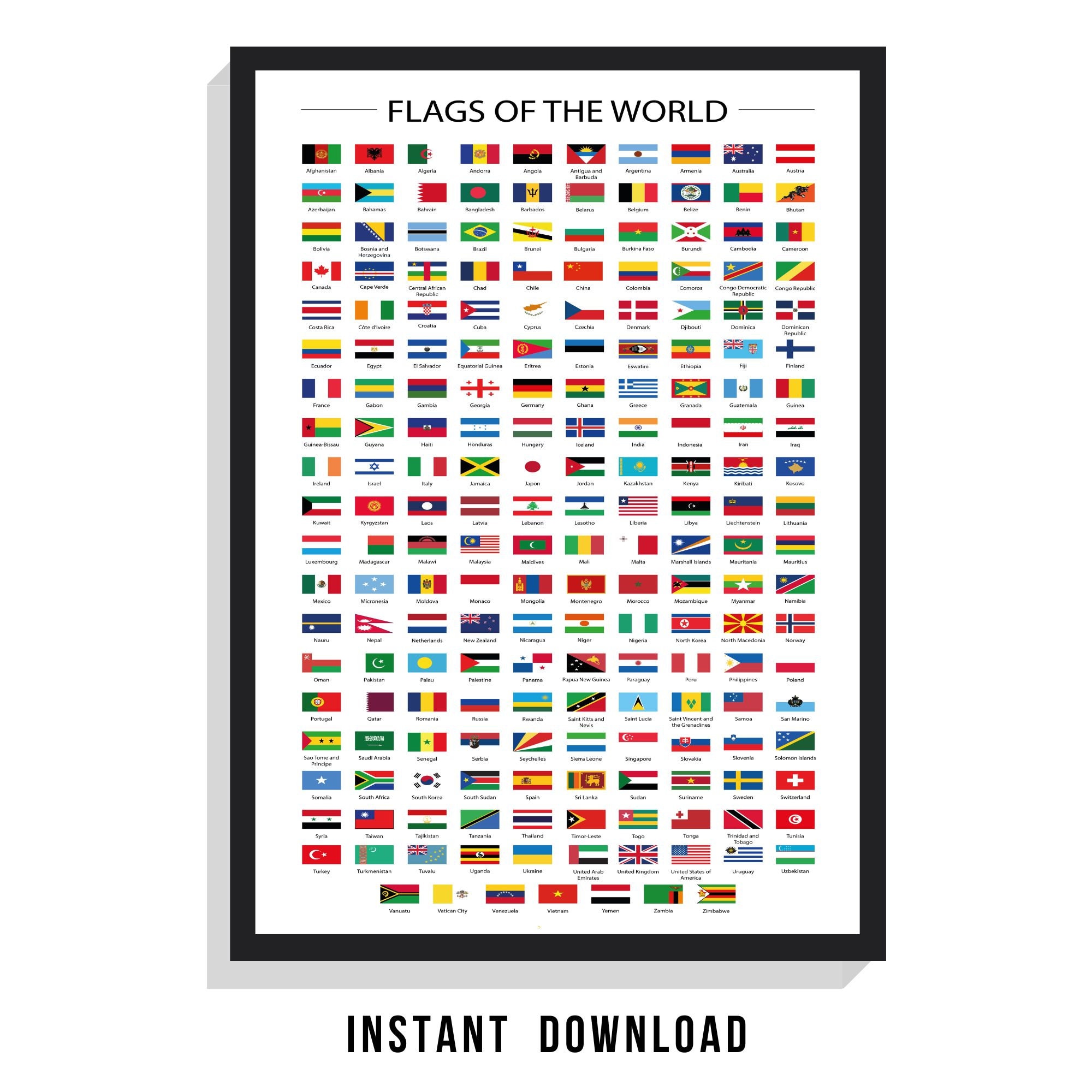 Flags of the World Poster | Countries Flags Chart | Educational Kids ...