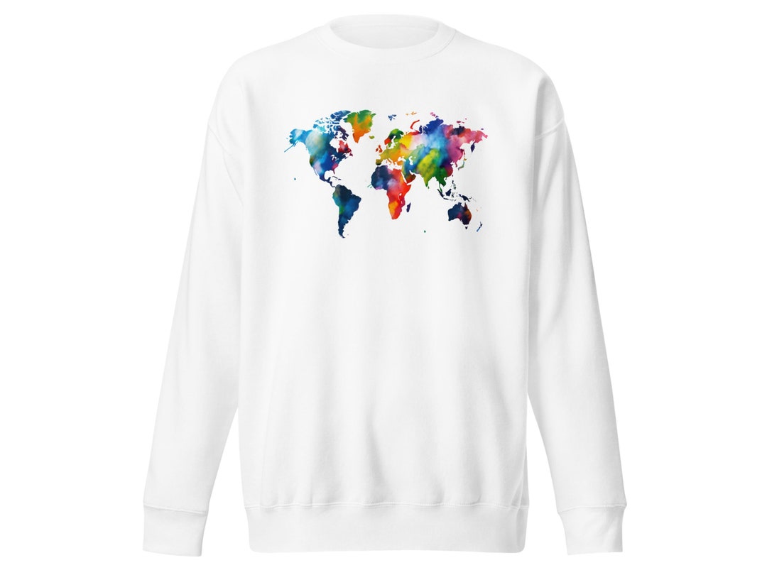 World Map Design Unisex Premium Sweatshirt | Travel Lover Sweatshirt ...