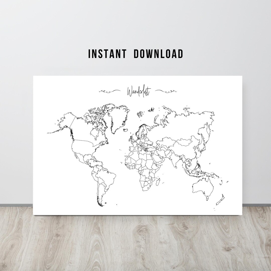 World Coloring Map WANDERLUST | Colour in Travel Map | World Map ...