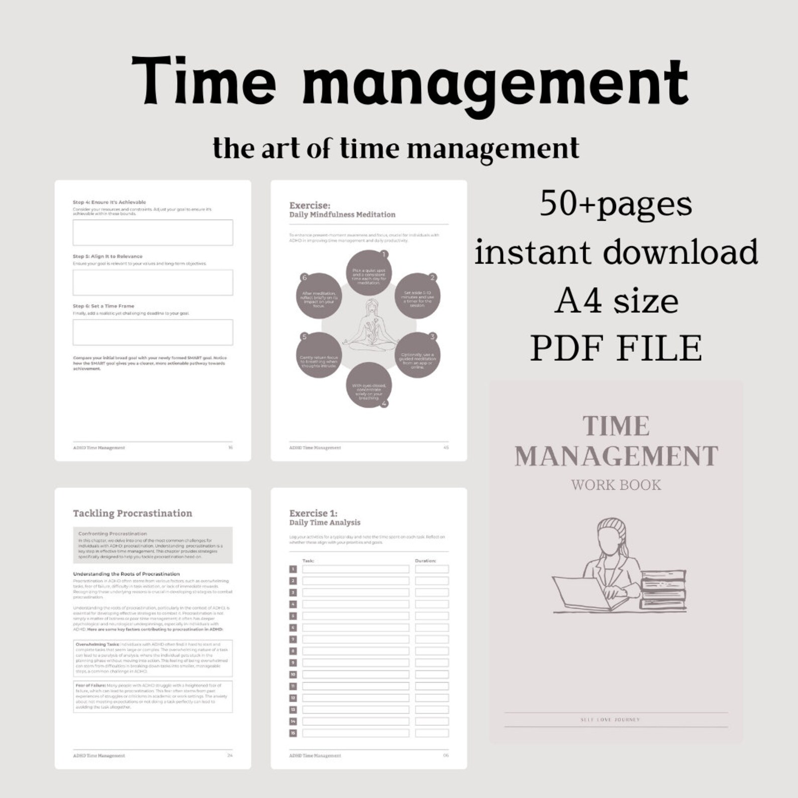 Time Management Workbook: Printable, Planner, Time Manager, Worksheets ...