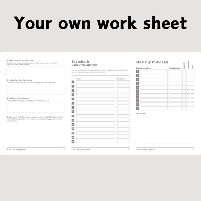 Time Management Workbook: Printable, Planner, Time Manager, Worksheets ...