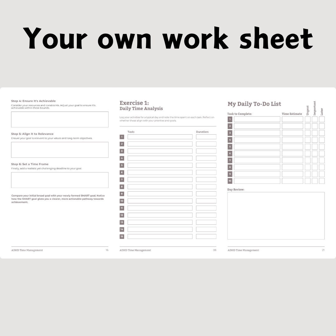 Time Management Workbook: Printable, Planner, Time Manager, Worksheets ...