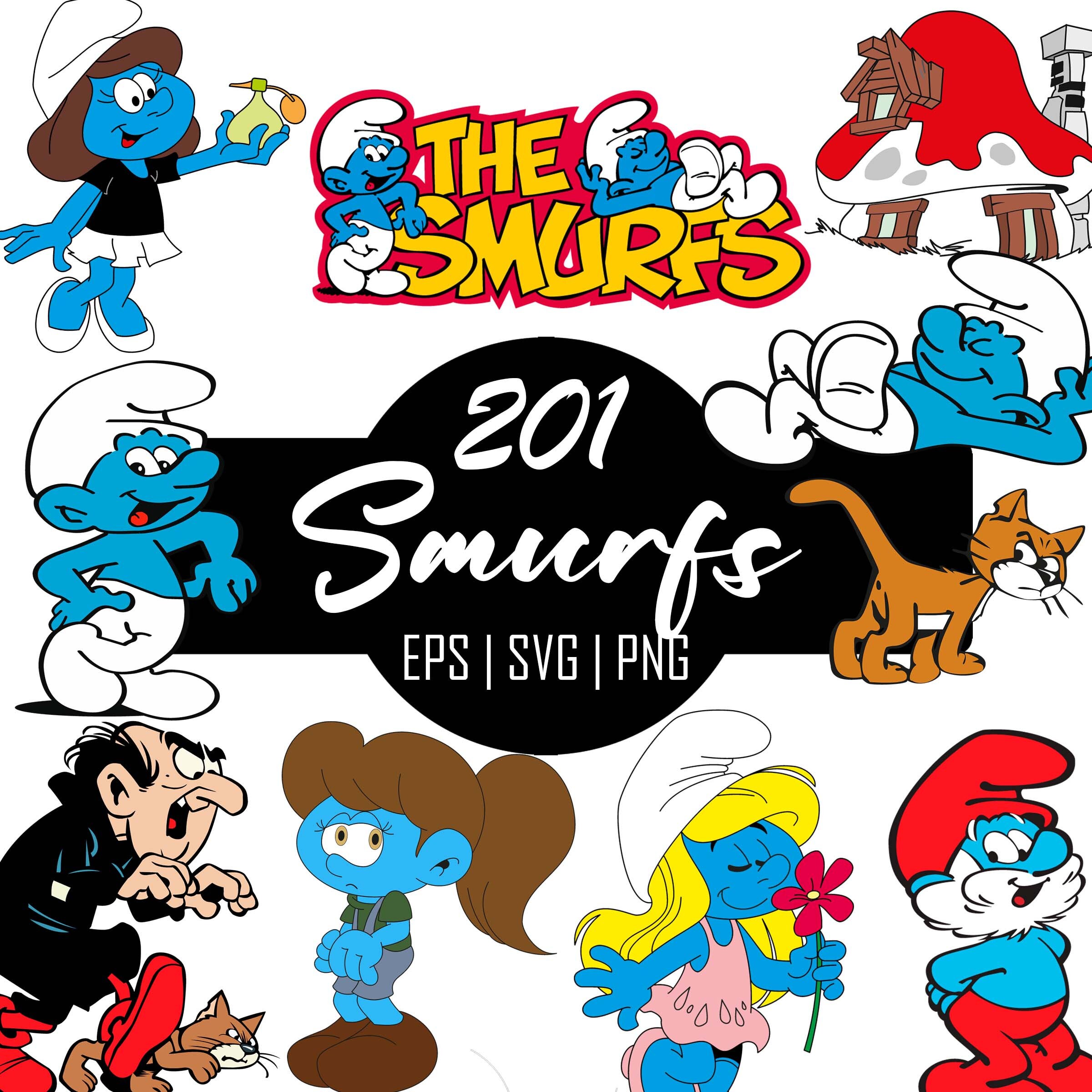 Smurfs SVG Bundle Smurfs Font SVG Files for Cricut Smurfs Cut Files ...