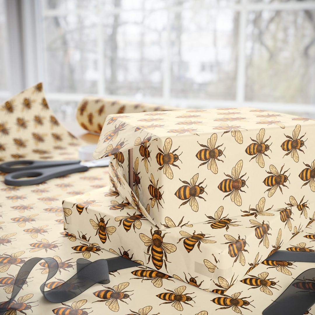 Honeybee Wrapping Paper Beige Spring Gift Wrap Quiet Luxury Baby Shower ...