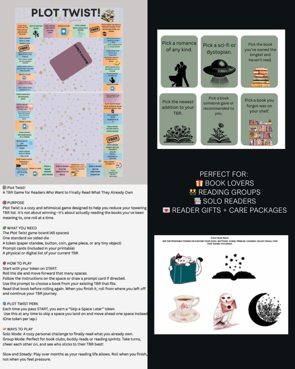Printable TBR Board Game 45 Space Plot Twist Challenge Read Your TBR ...
