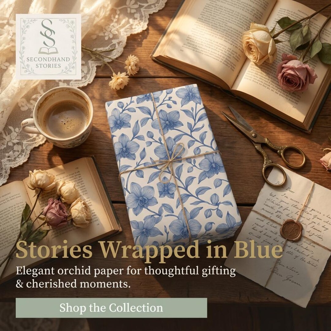 Blue Orchid Wrapping Paper Elegant Gift Wrap Wedding Engagement ...