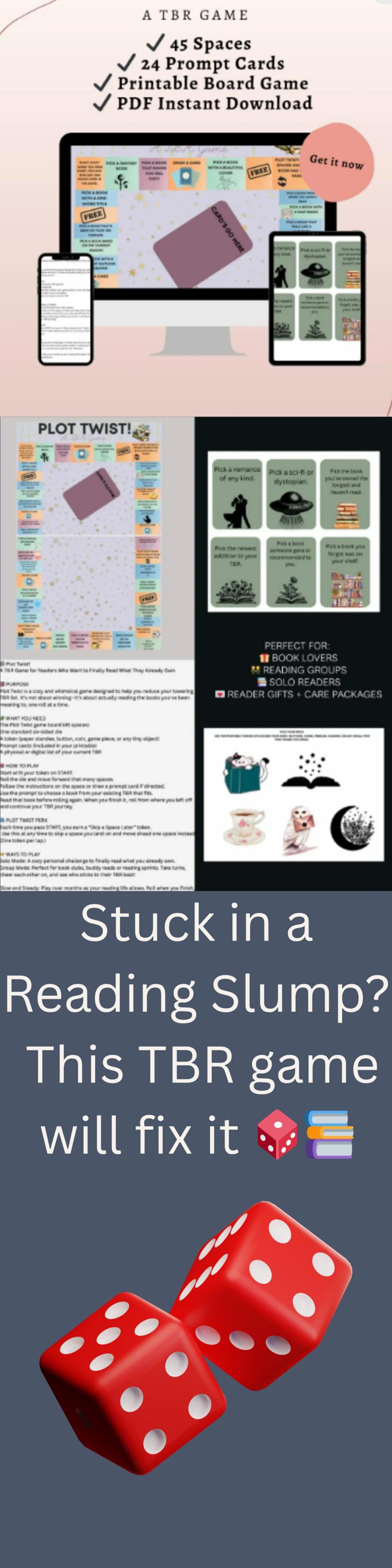 Printable TBR Board Game 45 Space Plot Twist Challenge Read Your TBR ...