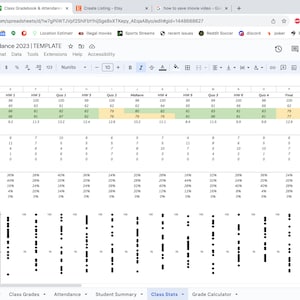 Class Gradebook Excel/google Sheets Template With Attendance, Printable ...