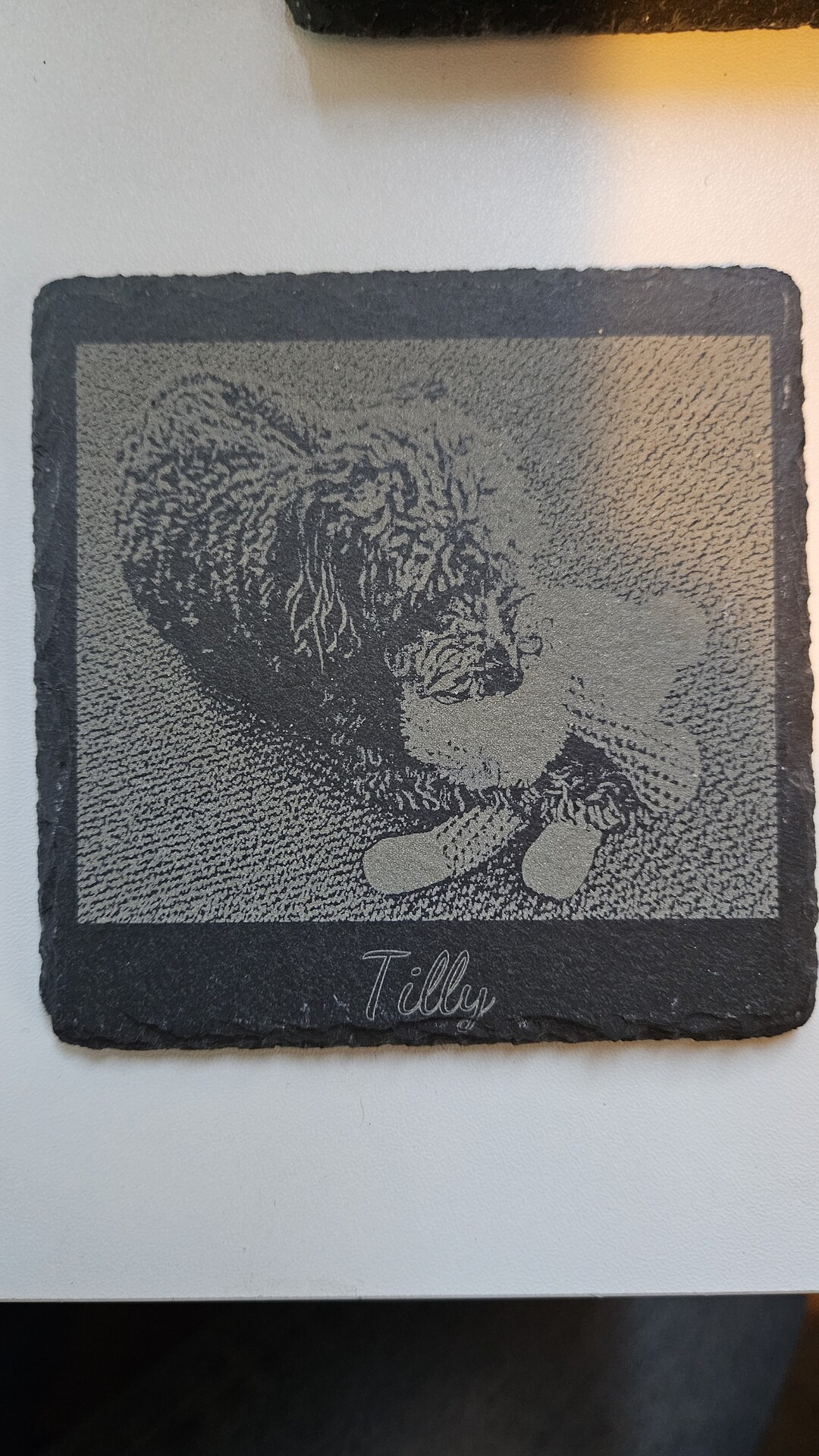 Pet Photo Engraved Slate Coaster - Etsy
