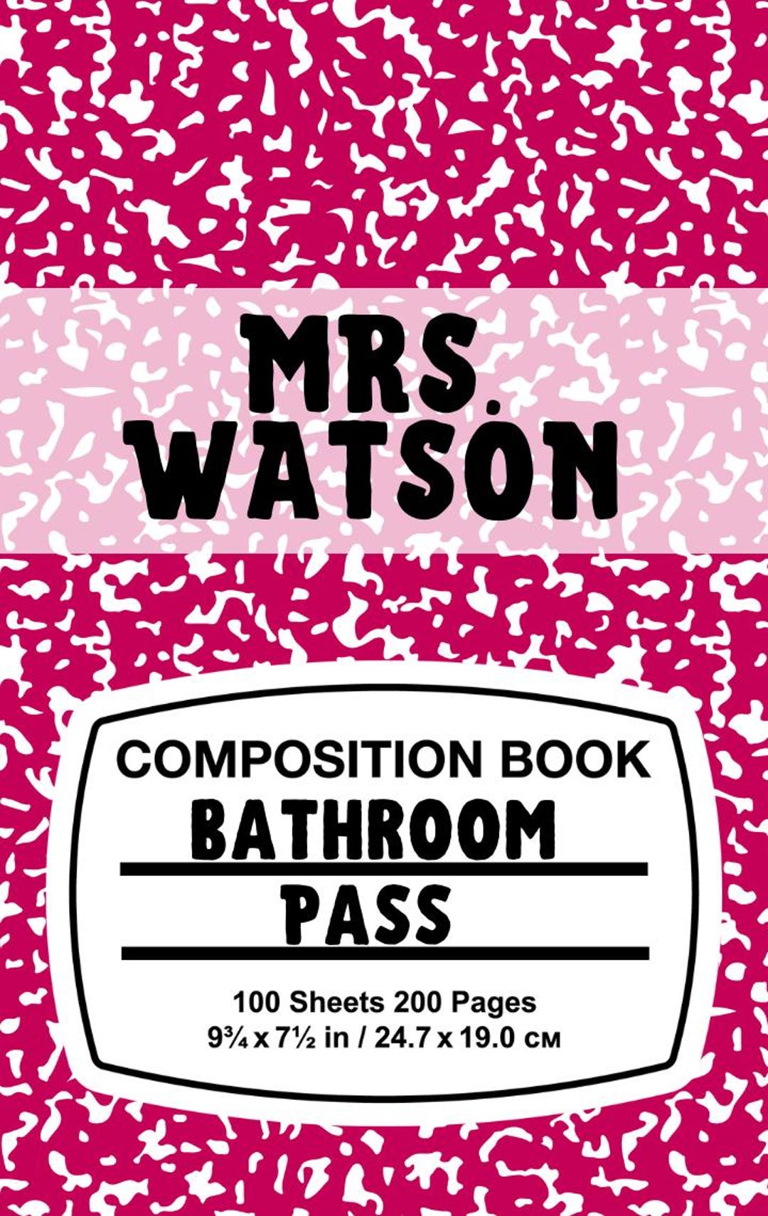 18 Classroom Hall Passes, Editable Composition Book Pass, Teacher ...