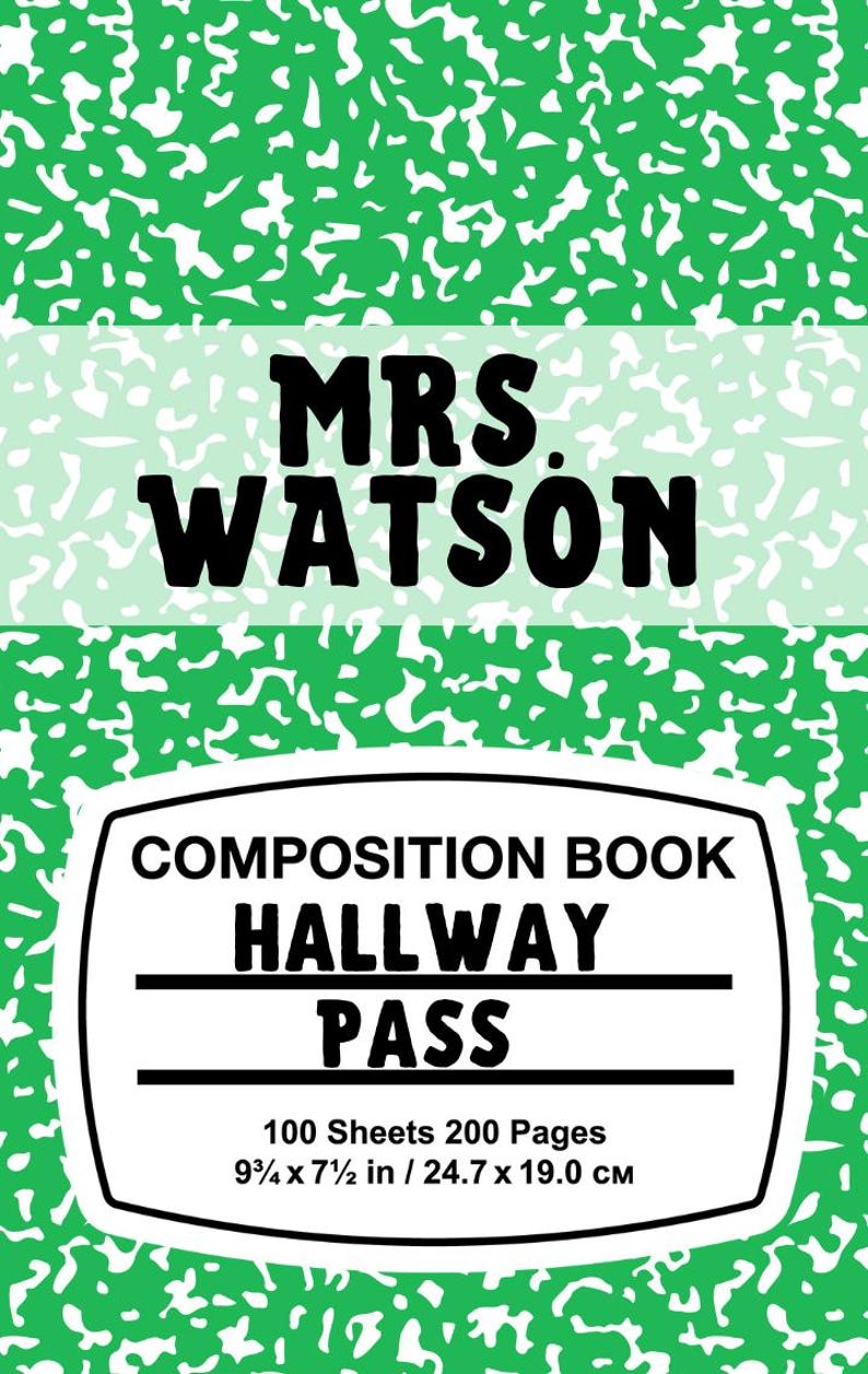 18 Classroom Hall Passes, Editable Composition Book Pass, Teacher ...