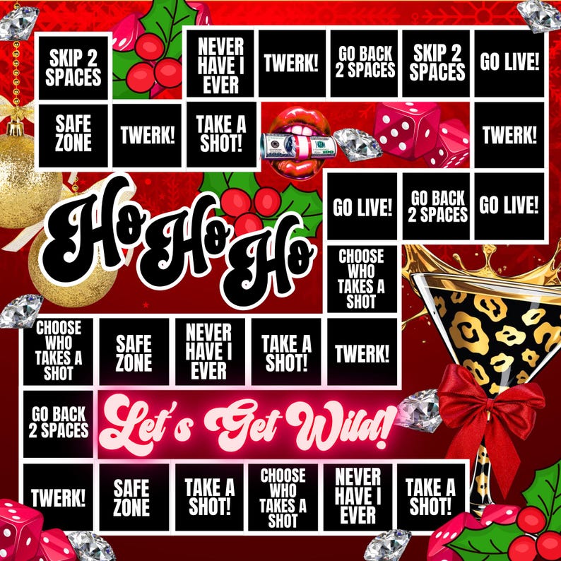 Holiday Party Game Board| Editable Canva Templates| Adult Christmas ...