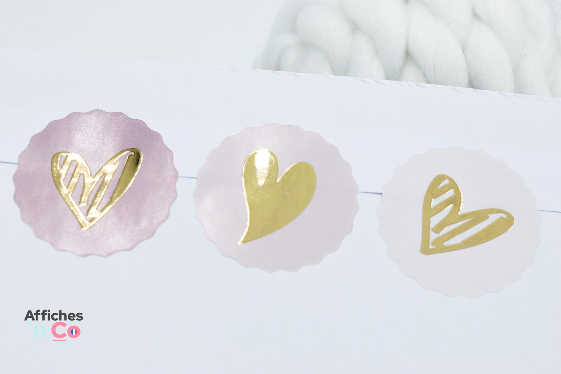 Planche de 18 Stickers - Coeurs Rose & Or | Stickers déco | Effet doré ...