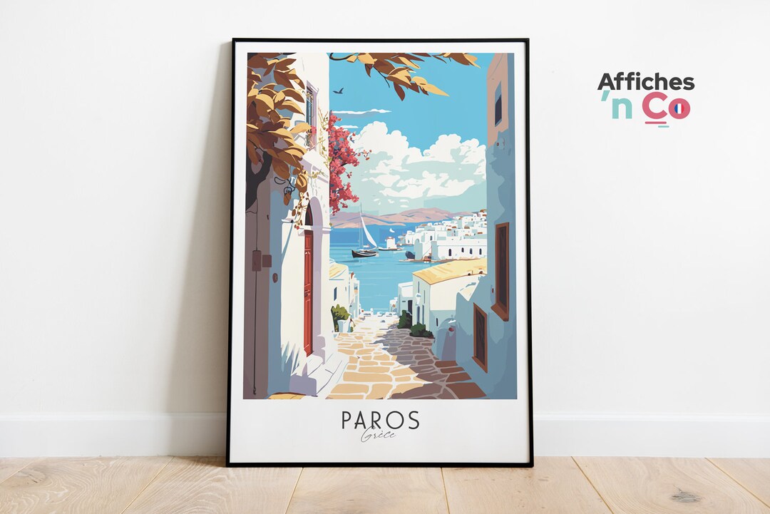 Illustrated Poster Paros Greece Poster Vintage Poster Decoration - Etsy