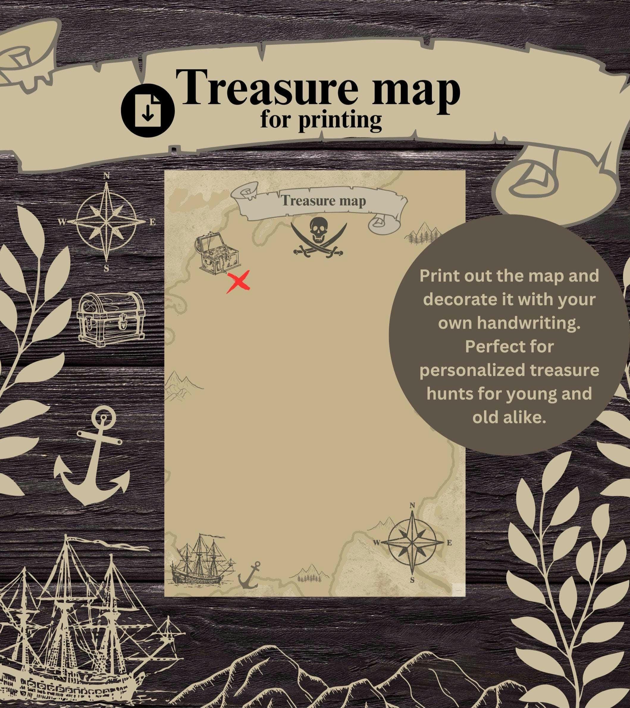 Printable English Treasure Map DIY Treasure Hunt Template Instant ...