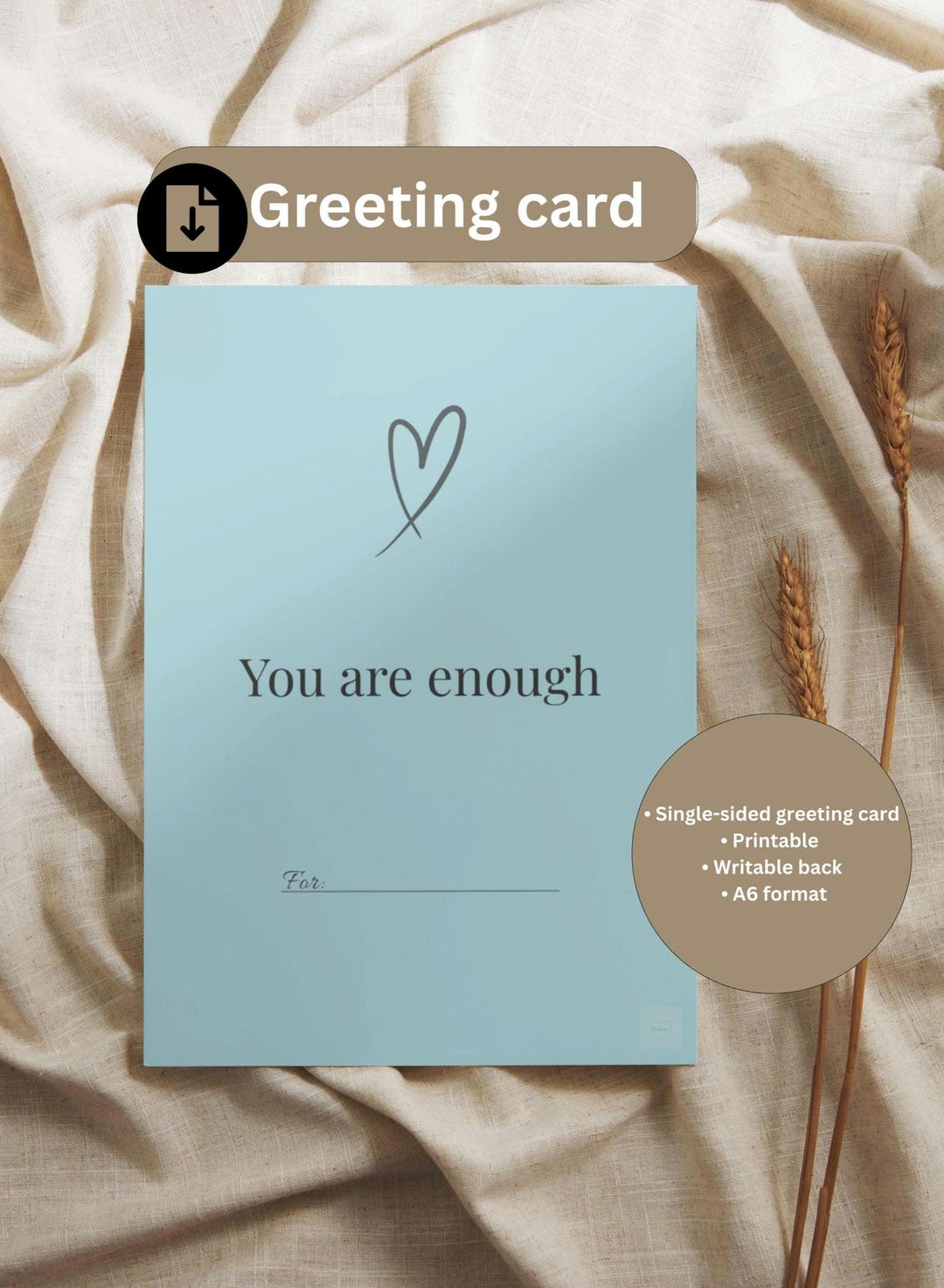 Printable Empathy Greeting Card Pastel Blue Motivational Card A6 ...