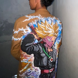 Custom Hand Painted Anime Denim Jacket, Personalised Gift for Boyfriend ...