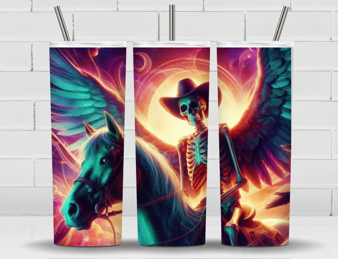 Gothic Cowboy PNG for Tumbler, Skeleton Cowboy on Horse PNG, Gothic ...