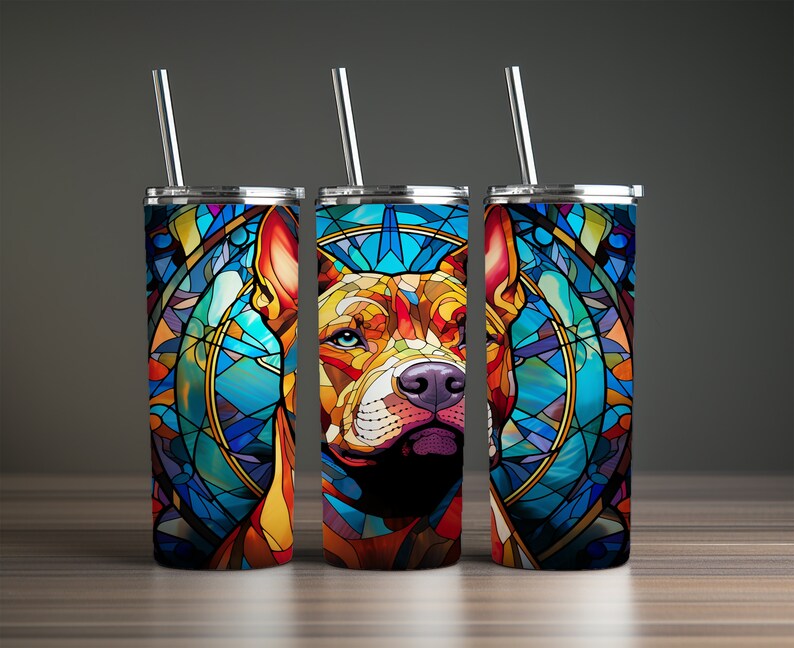 Stanley Stained Glass Pit Bull Tumbler Wrap - Unique Dog Lover Gift 20 ...