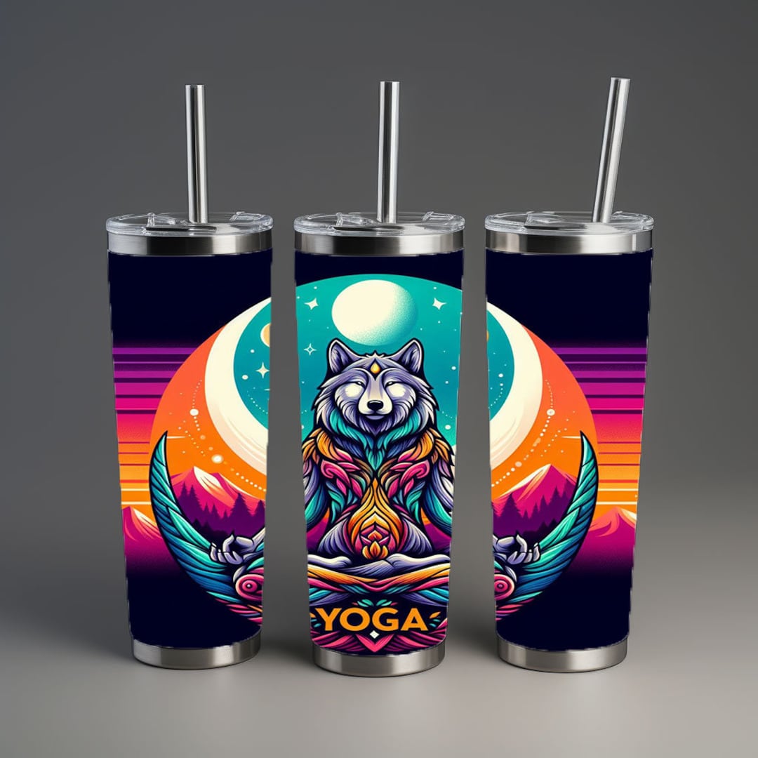 Wolf Tumbler Png, Mandala Wolf Yoga Tumbler Wrap, Daily Reminders PNG ...