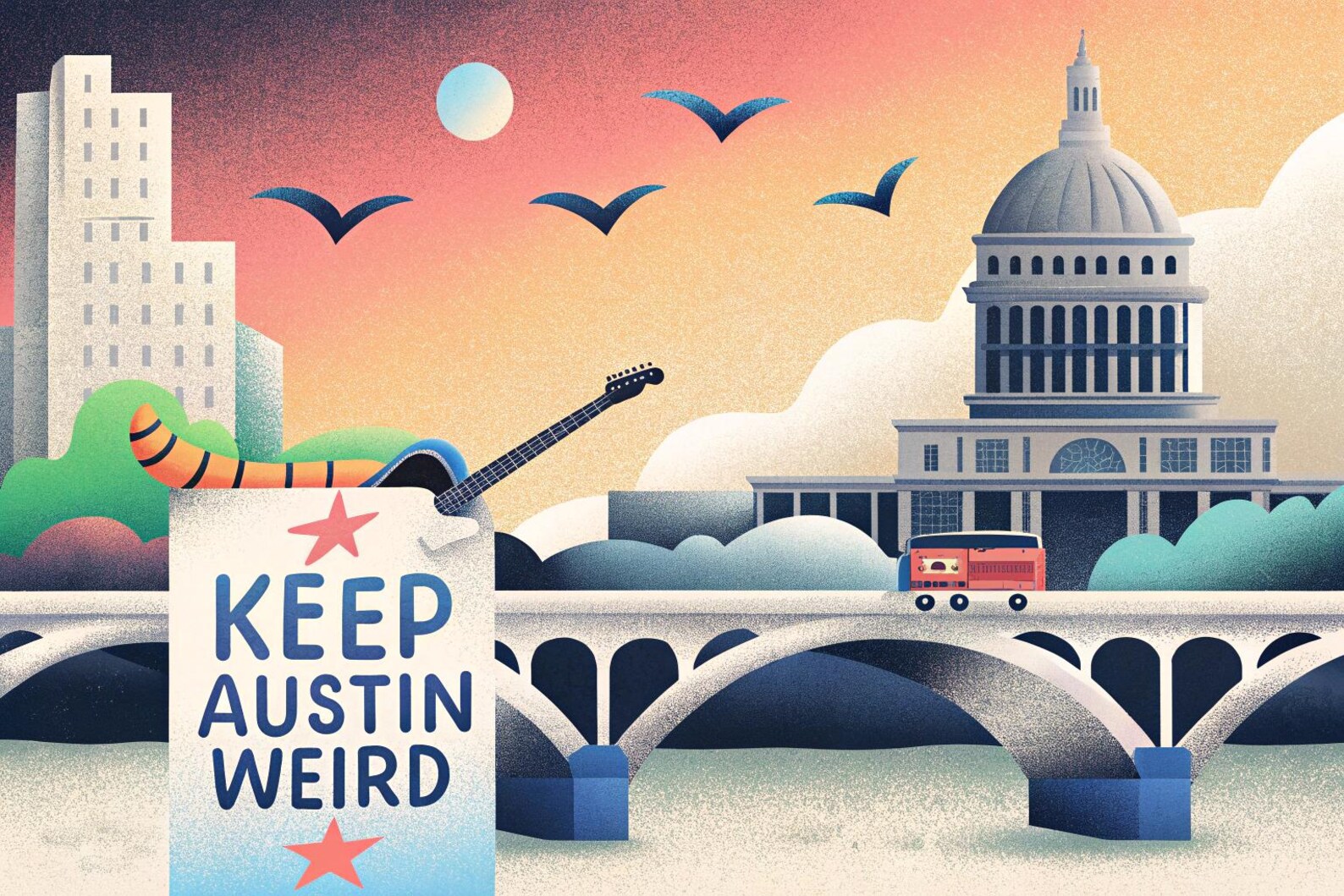 Keep Austin Weird, Texas - Digital Printable Postcard Design - Etsy