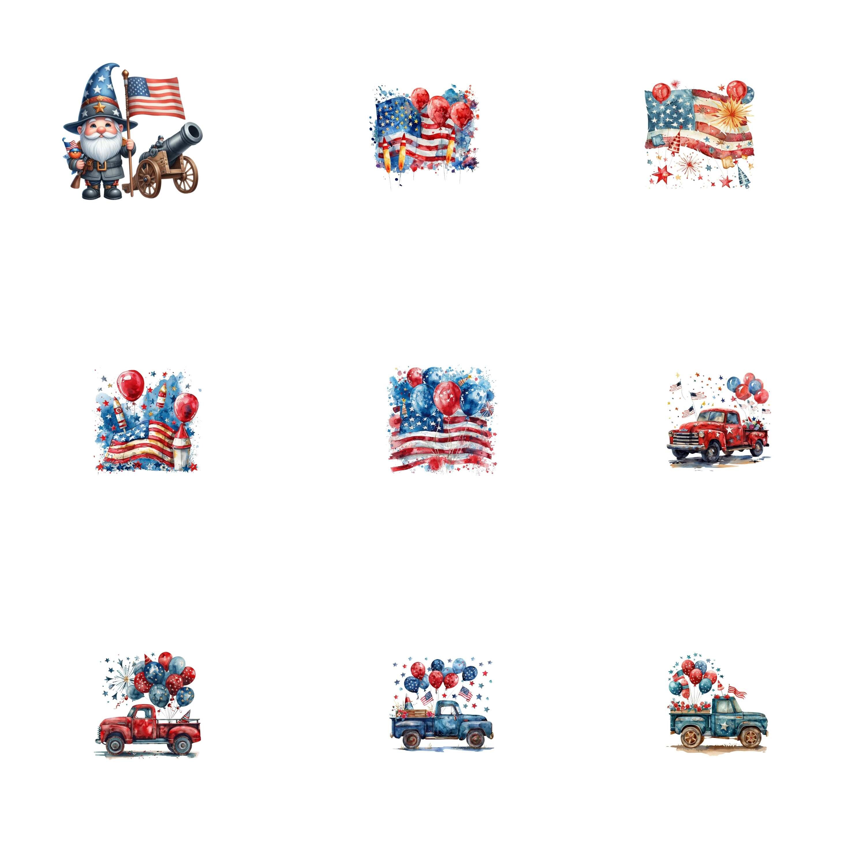 Patriotic Variety Clip Art Bundle 20 Watercolor Pngs 4th of July ...