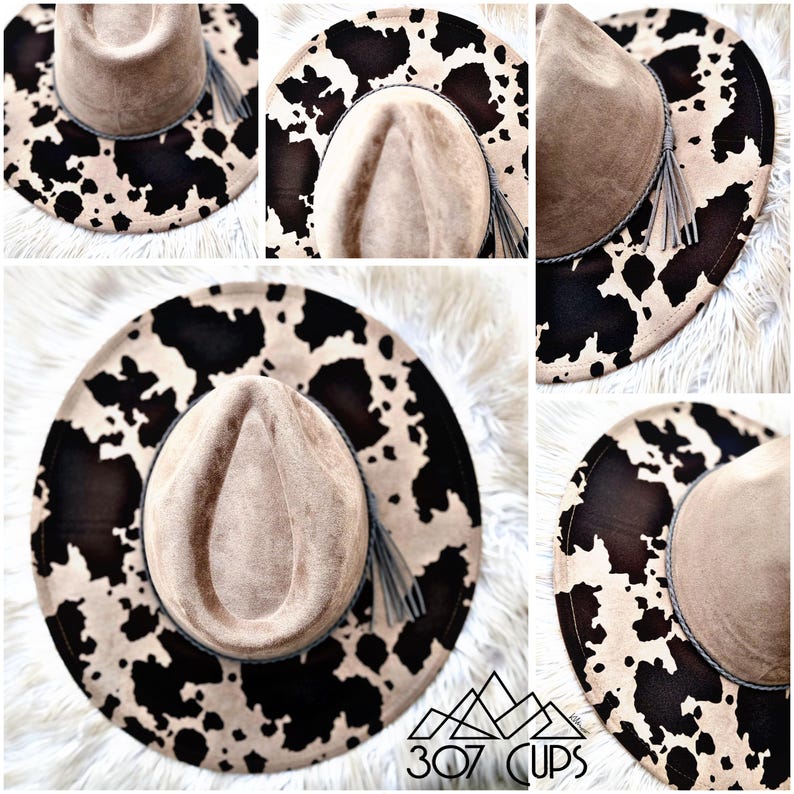 Cowhide Cow Print Wide Brim Hat LASER ENGRAVING SVG Pdf Png - Etsy
