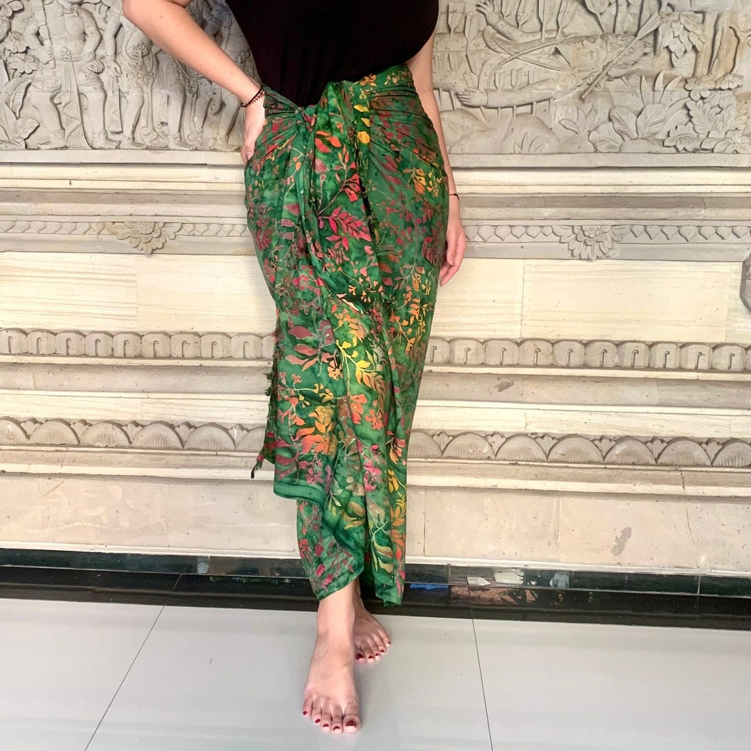 Sarong Bali Premium Rayon Cassava Leaf Green Pattern - Etsy