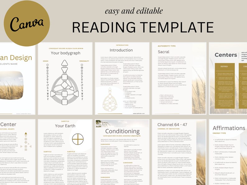 Editable Human Design Reading Template Gold | Canva HD Report | Luxury ...