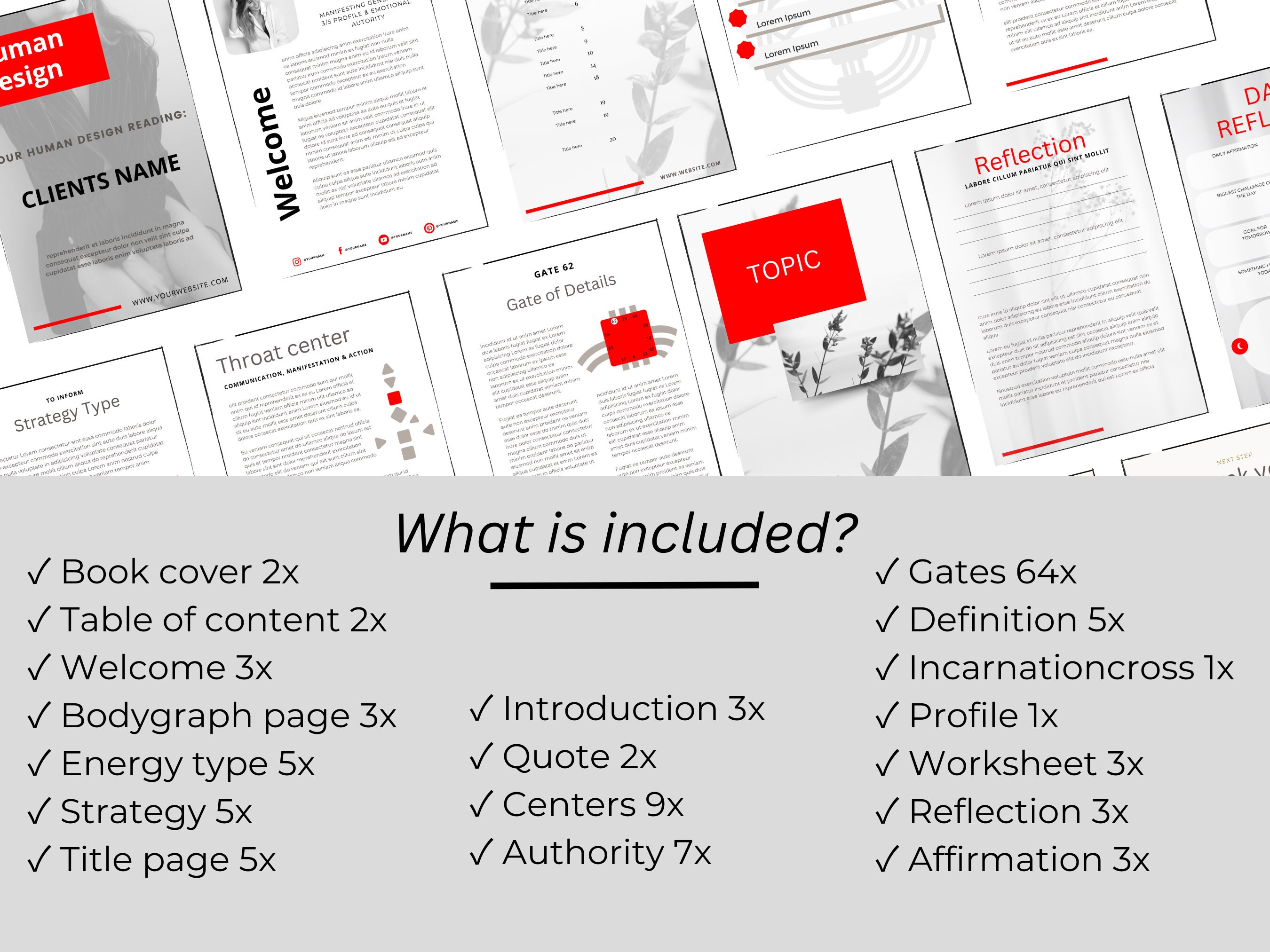 Editable Human Design Reading / Report Template Red Black and - Etsy