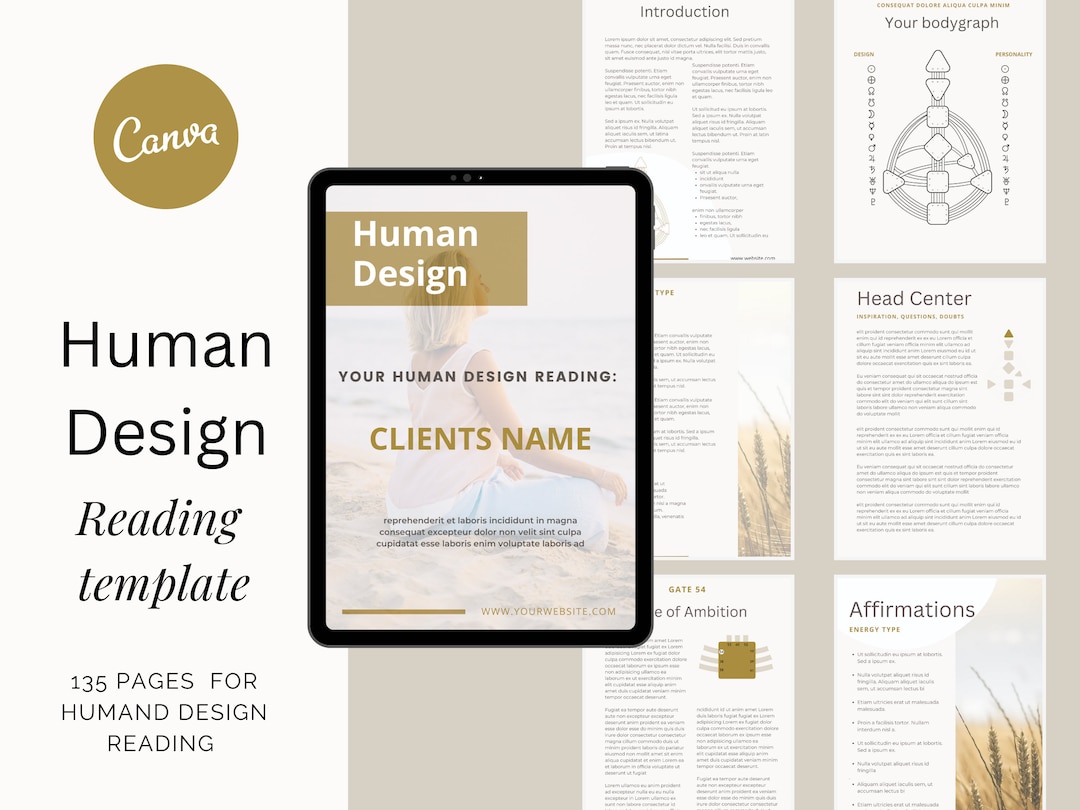 Editable Human Design Reading / Report Template Gold Canva Ebook ...