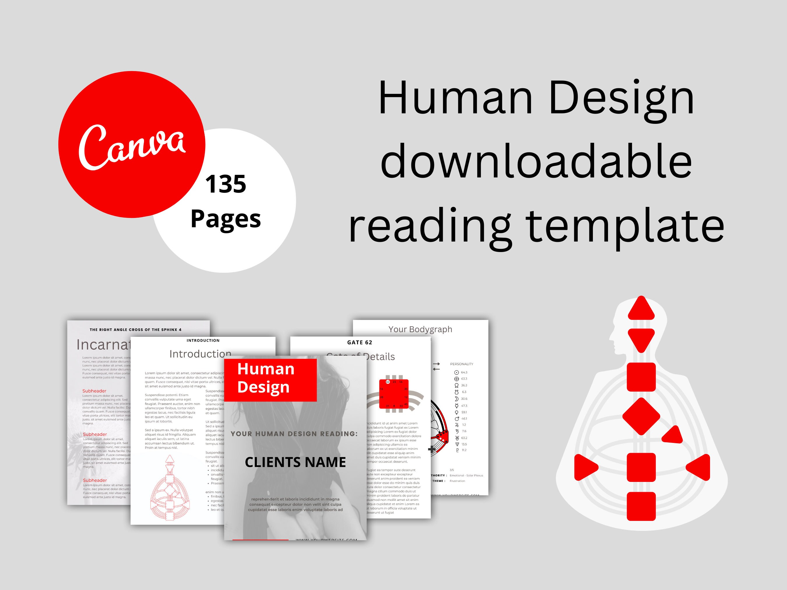 Editable Human Design Reading / Report Template Red Black and - Etsy