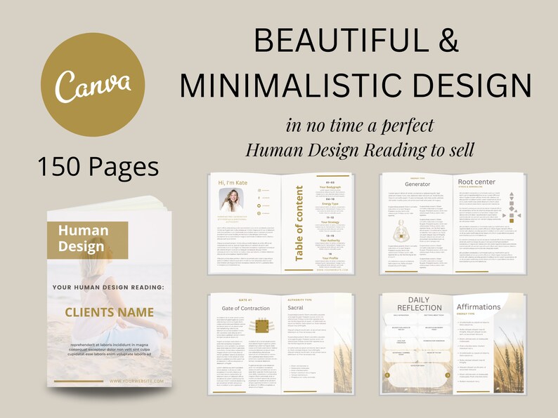 Editable Human Design Reading With Planets / Report Template Gold Canva ...