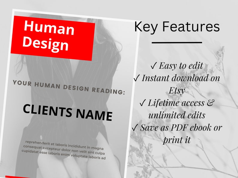 Editable Human Design Reading / Report Template Red Black and - Etsy