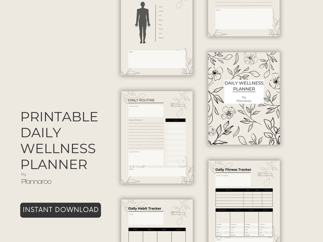 Daily Wellness Planner Printable, Track Routine, Fitness, Body, Habit ...