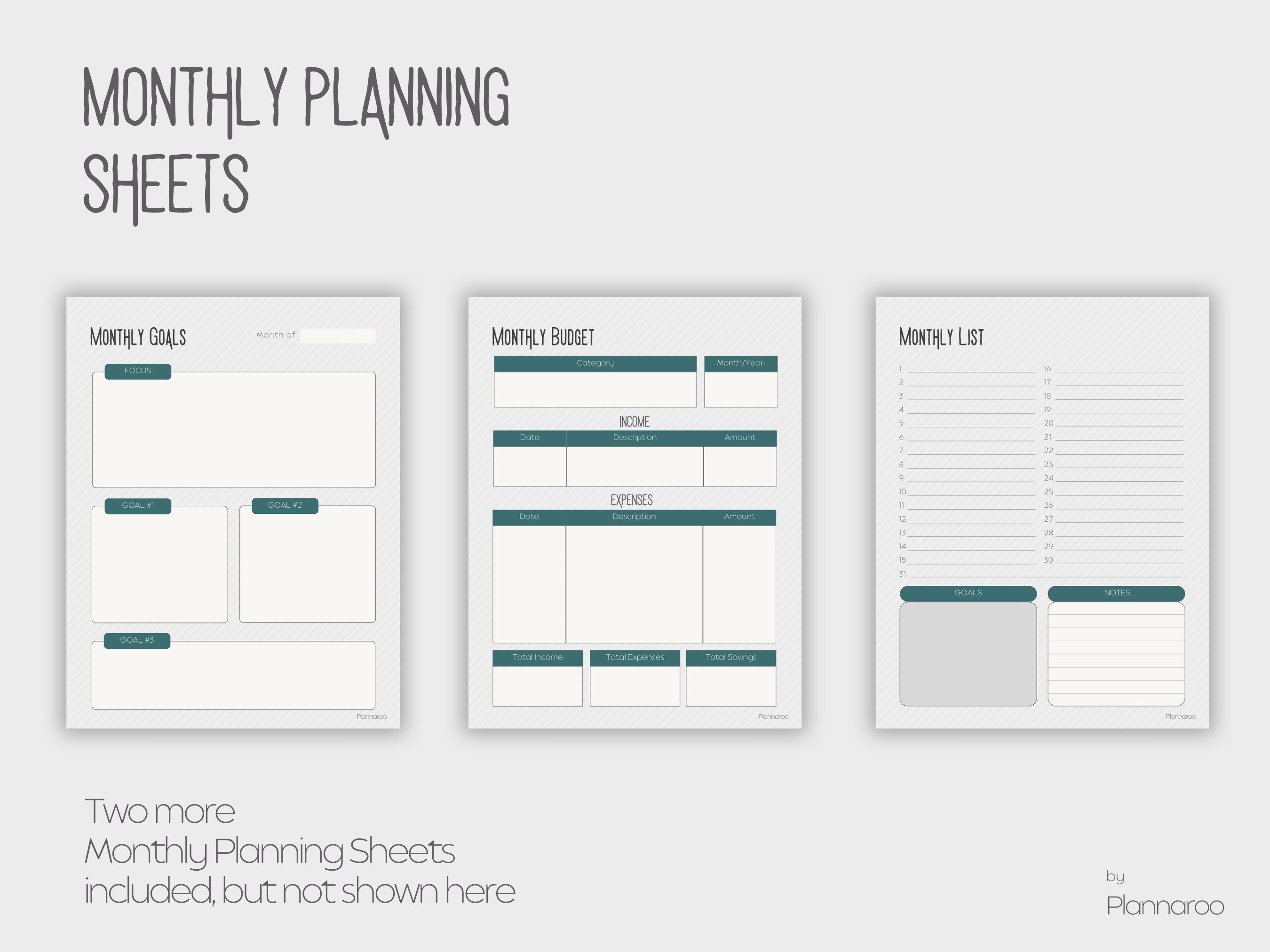 Planner Printable, Daily, Weekly, Monthly, and Annual Planning Sheets ...