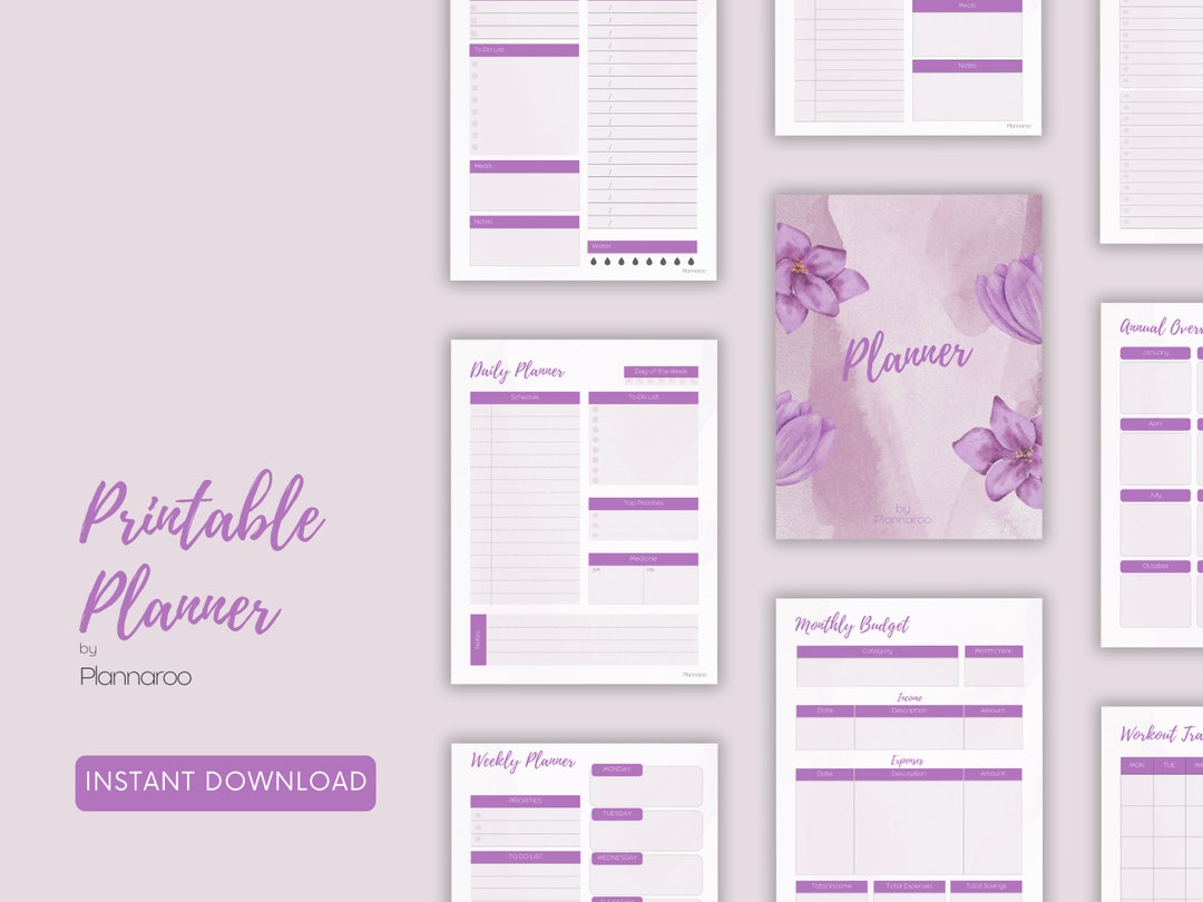 Planner Printable, Daily, Weekly, Monthly, and Annual Planning Sheets ...