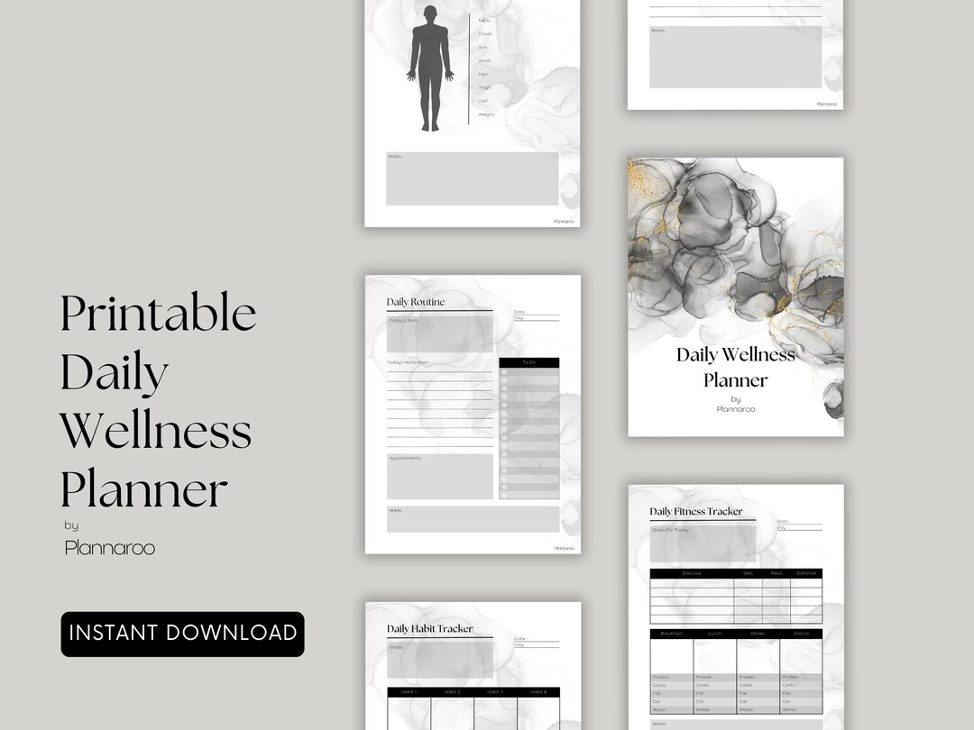 Daily Wellness Planner Printable, Track Routine, Fitness, Body, Habit ...