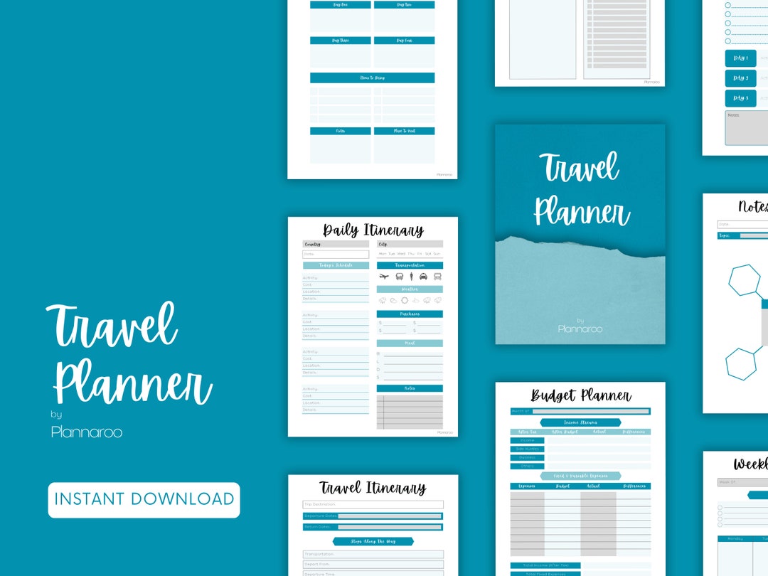 Travel Planner Printable, Trip Planner, Itineraries, Packing and Travel ...