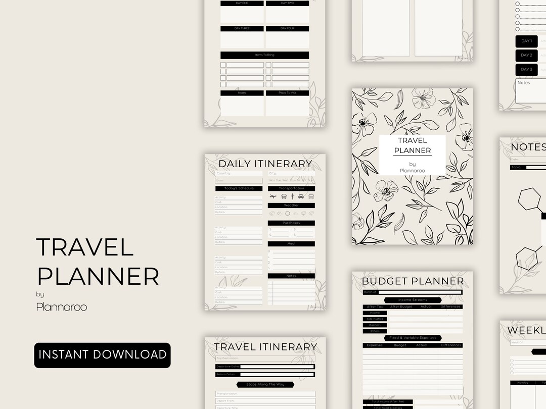 Travel Planner Printable, Trip Planner, Itineraries, Packing and Travel ...