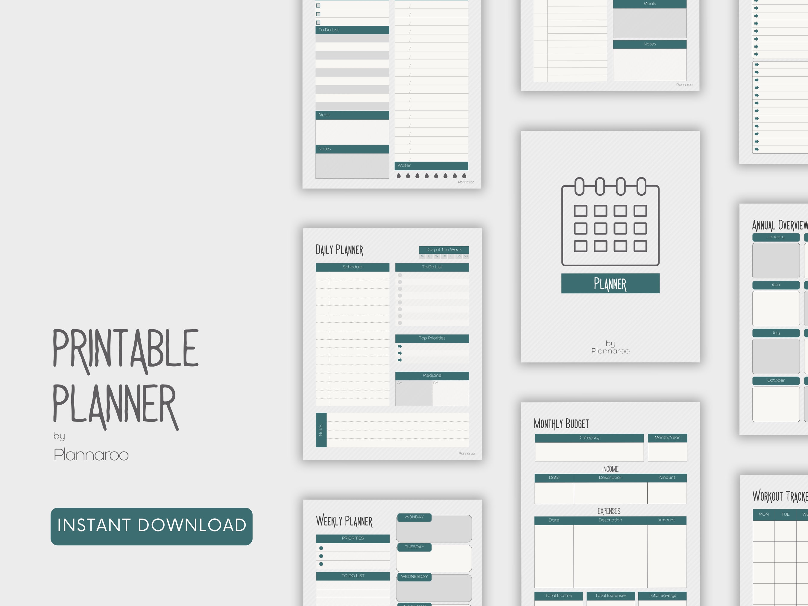 Planner Printable, Daily, Weekly, Monthly, and Annual Planning Sheets ...