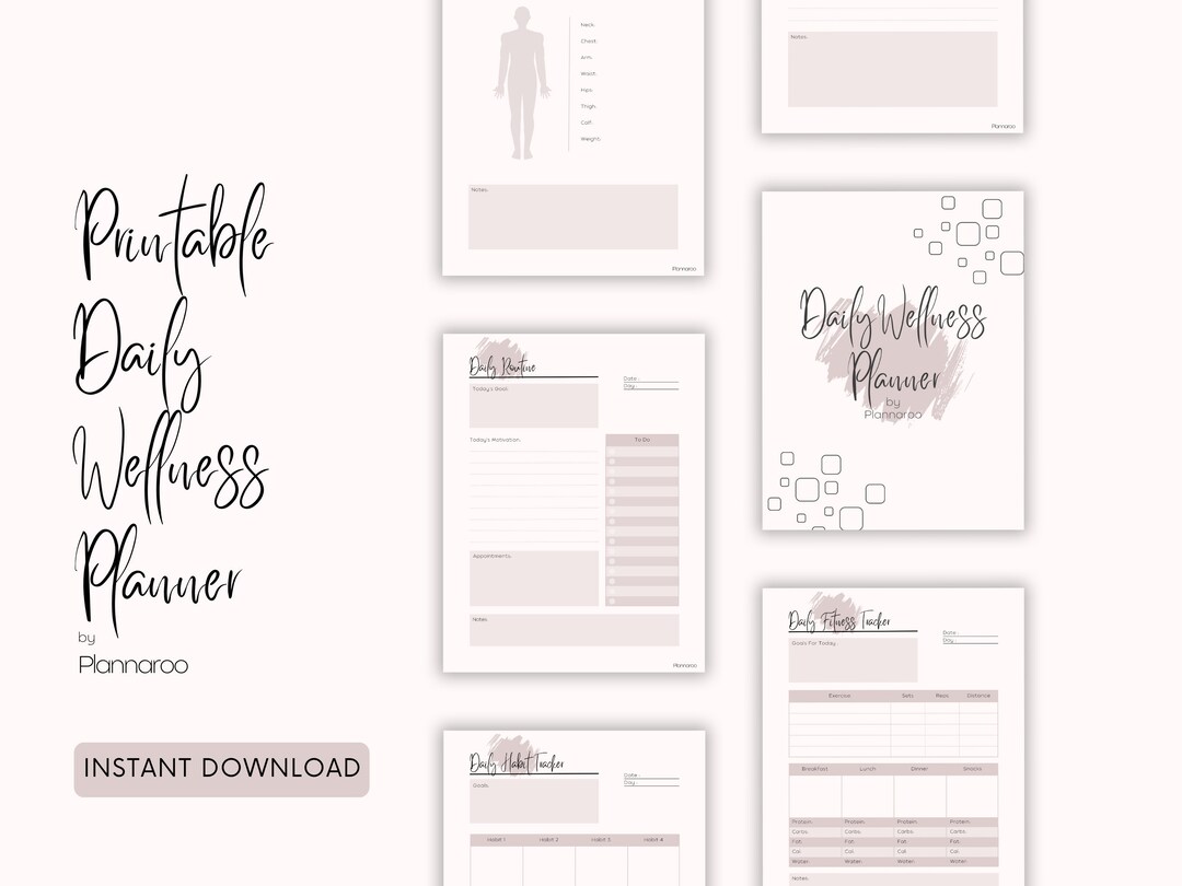 Daily Wellness Planner Printable, Track Routine, Fitness, Body, Habit ...