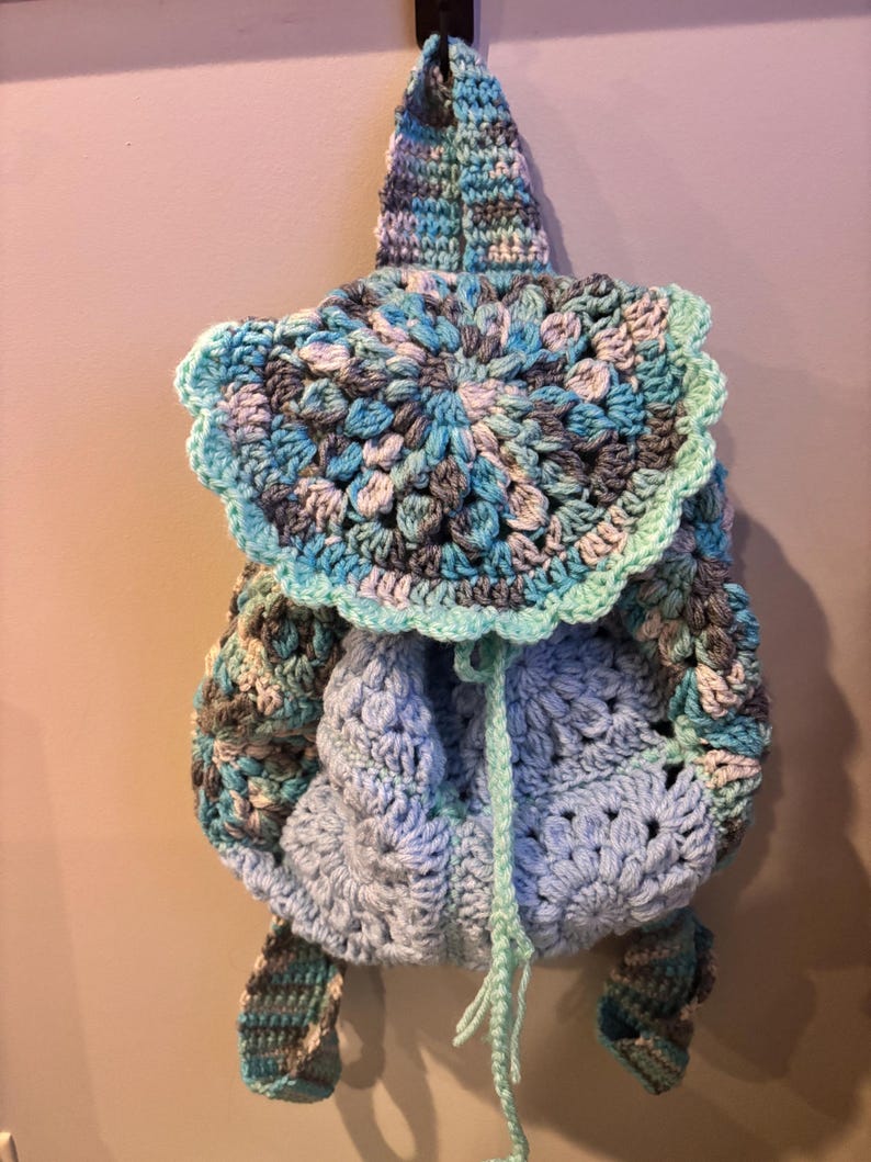 Crochet Backpack Purse, Handmade Granny Square Backpack, Boho ...